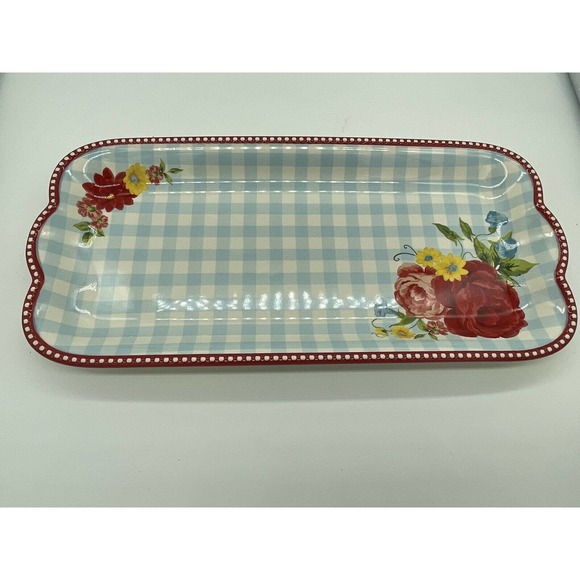 The Pioneer Woman | Dining | New Pioneer Woman Sweet Rose Checkered Red ...